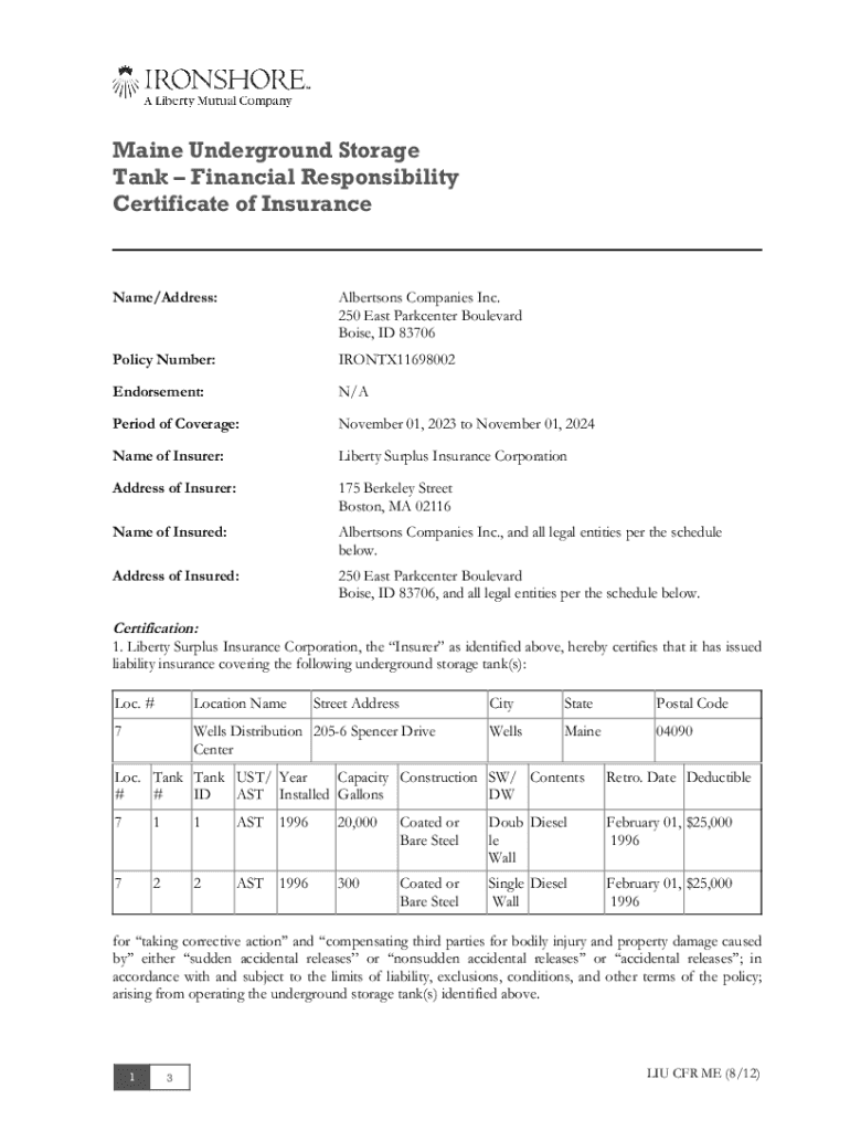 Fillable Online Financial Responsibility Certificate of Insurance Fax ...