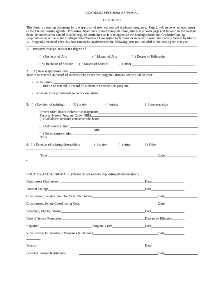 Academic Program ApprovalFaculty Senate s Doc Template | pdfFiller
