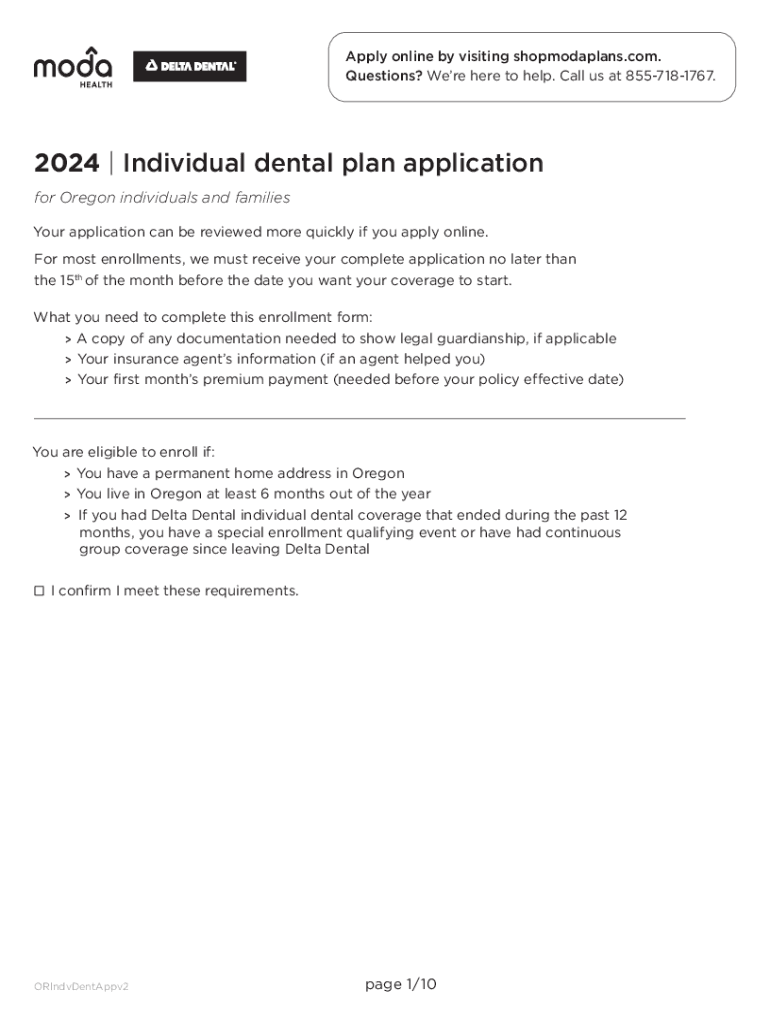 Fillable Online 2024 Individual dental plan application Fax Email Print ...