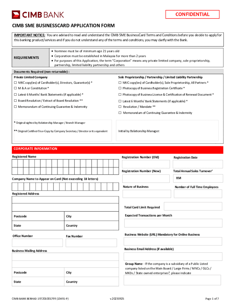 Fillable Online Business account application form and guideline - CIMB ...