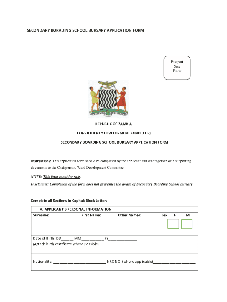 Fillable Online Secondary School Bursary Application Form PDF Fax Email Print - pdfFiller