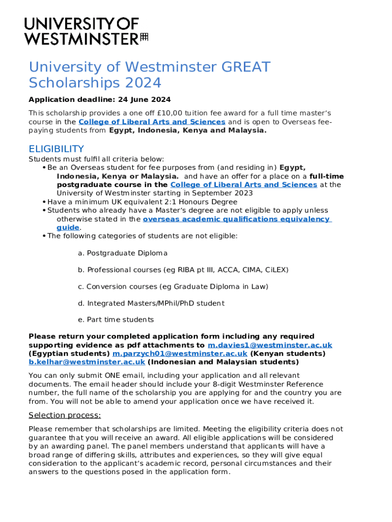 GREAT Scholarships Application 2024 ( ... Doc Template | pdfFiller