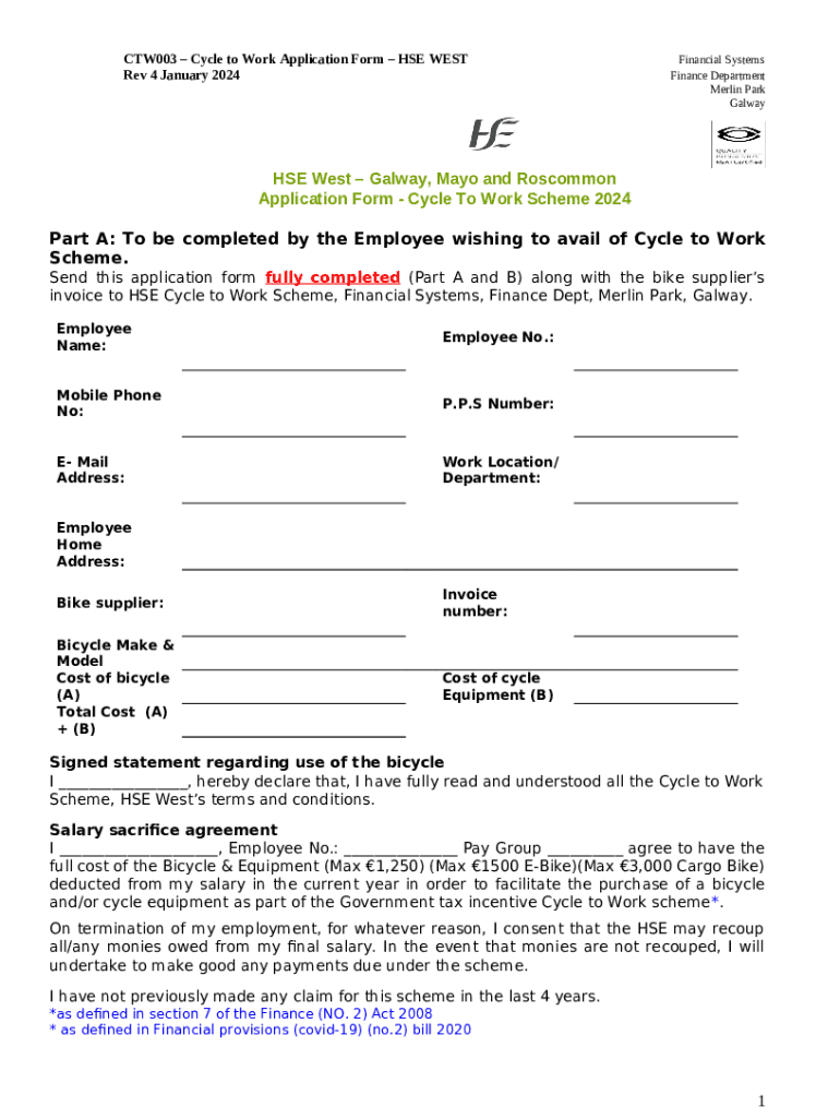 Cycle to Work and Travel Pass Scheme Doc Template | pdfFiller