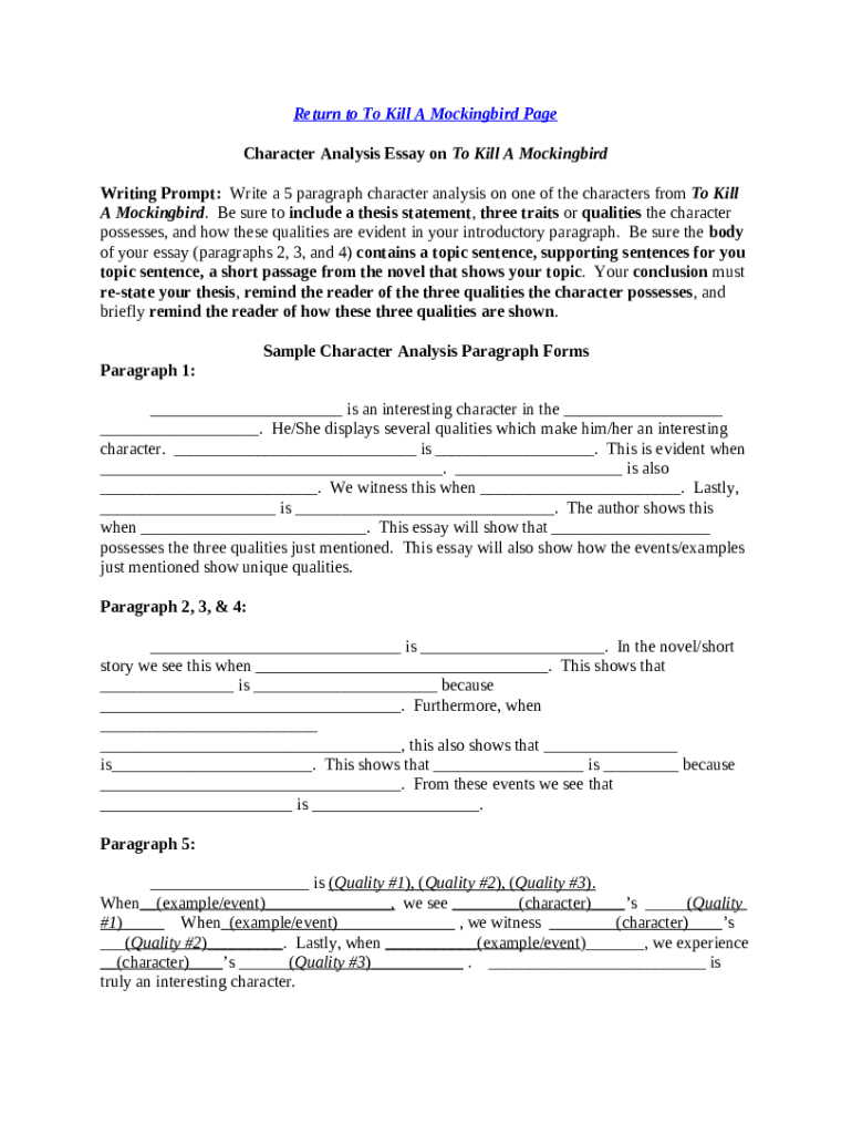 Character Analysis Sample Template. ... Doc Template | pdfFiller