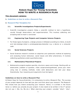 How Do I Write A Research Plan For Eskom Expo Doc Template | pdfFiller