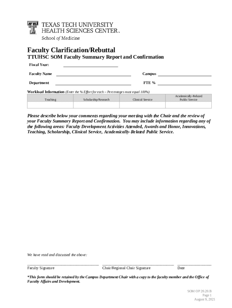 Faculty Clarification/Rebuttal - Summary Review Report Doc Template | pdfFiller