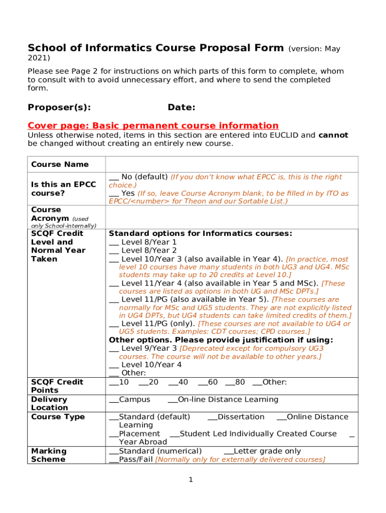 New Course Proposal & Creation - web inf ed ac Doc Template | pdfFiller