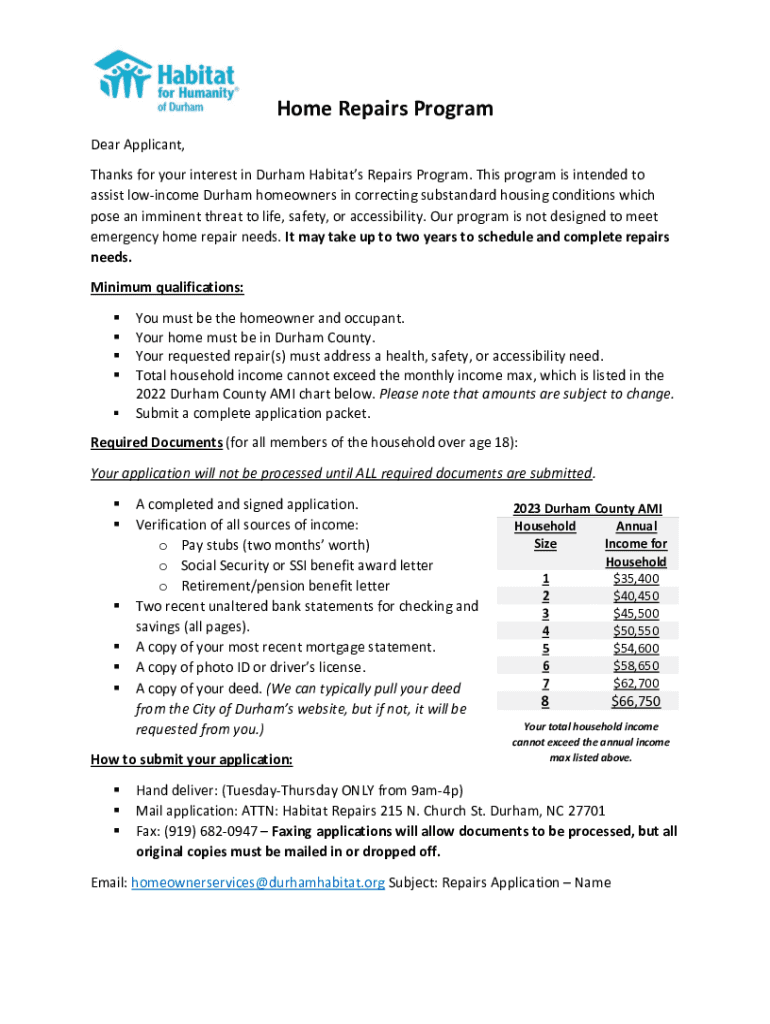 Fillable Online Housing Repair Programs Application Packet - Lima, OH ...