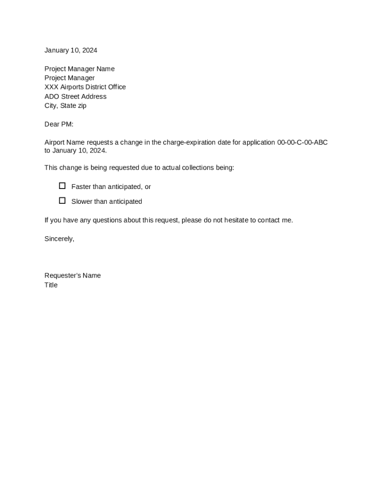 Request for Change in Charge-Expiration Date Template. Request for ...