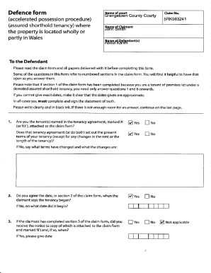 Fillable Online N5B ENGLAND - Claim form for possession of a property ...