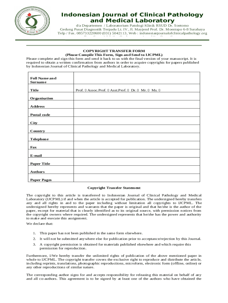Copyright Transfer - e-Submission Doc Template | pdfFiller