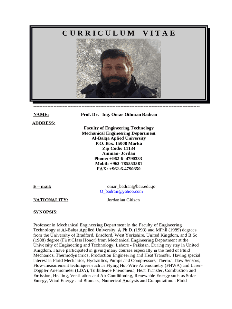 ABET Curriculum Vitae - EMU Academic Staff Directory Doc Template ...