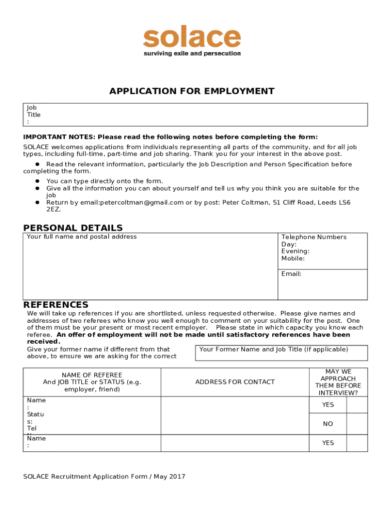SOLACE Application Doc Template | pdfFiller