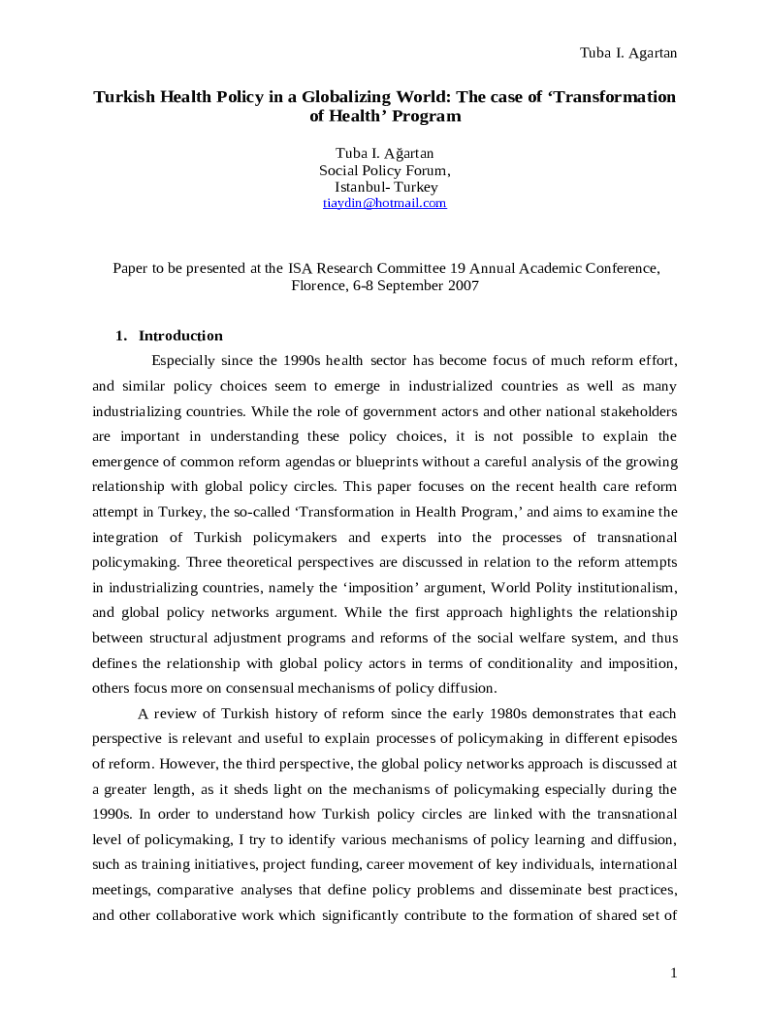 Turkish health system re from the people's perspective Doc Template ...