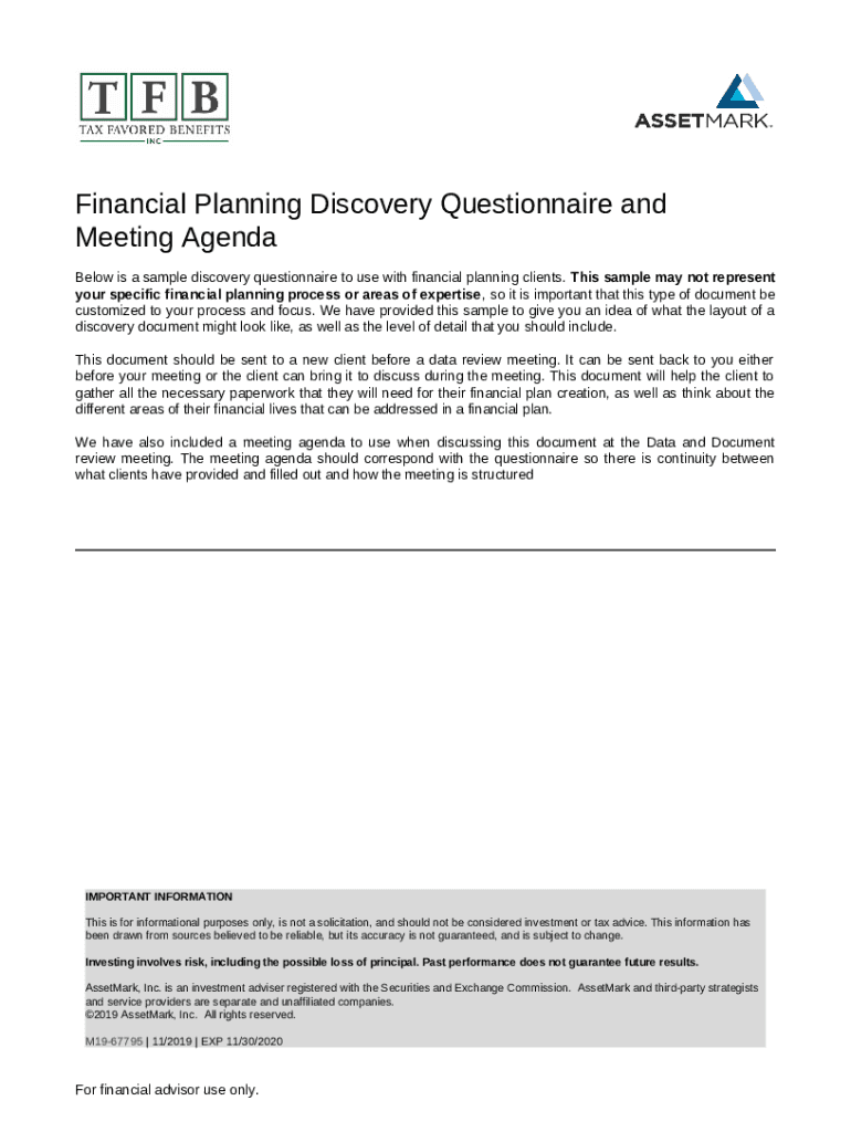 15 Financial Advisor Questions to Ask Your Clients Doc Template | pdfFiller