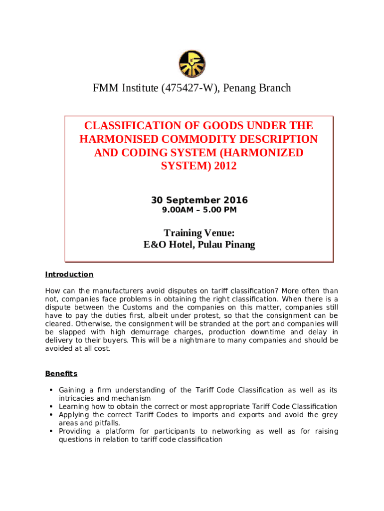 Export: Malaysian Customs Tariff Classification NEW Doc Template ...