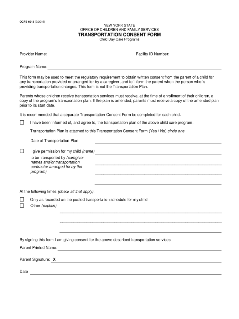 Fillable Online Ocfs Transportation Form - Fill Online, Printable ...