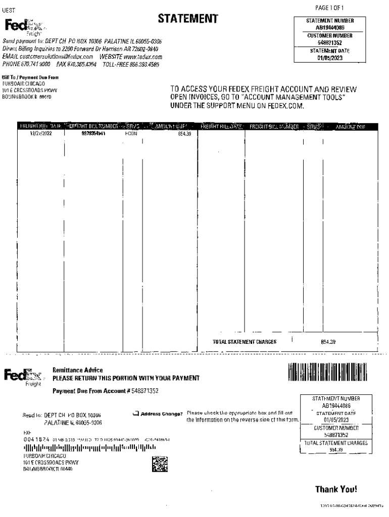 Fillable Online FedEx FreightBilling Adjustment Request Fax Email Print - pdfFiller