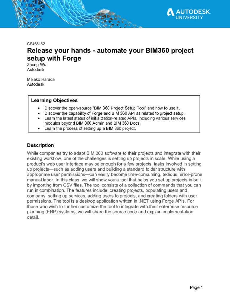 Fillable Online Automate Your BIM 360 Project Setup with Forge Fax Email Print - pdfFiller