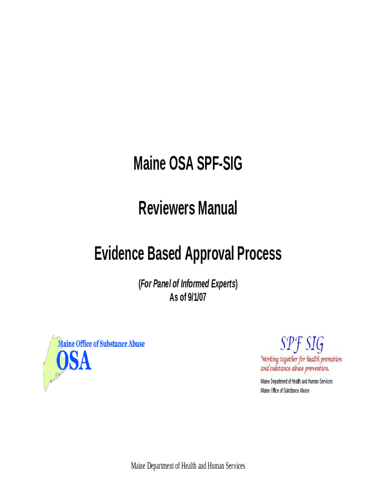 Maine OSA SPF-SIG Reviewers Manual Evidence Based ... Doc Template ...