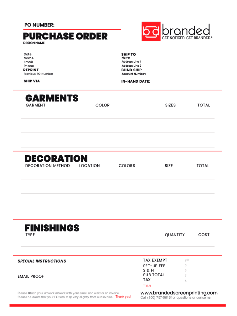 Fillable Online Branded PO Form Fax Email Print - pdfFiller