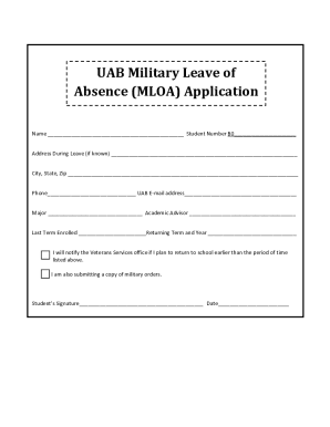 Fillable Online Military Leave of Absence - Students - Veterans ...