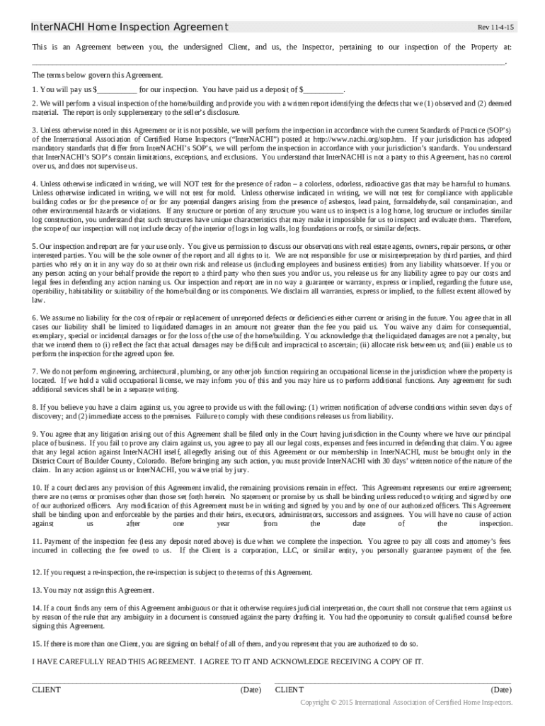 Home Inspection Contract - Total Picture Home Inspections Doc Template ...