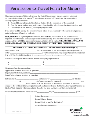 Fillable Online Permission to Travel Forms for Minors (September 2021 ...