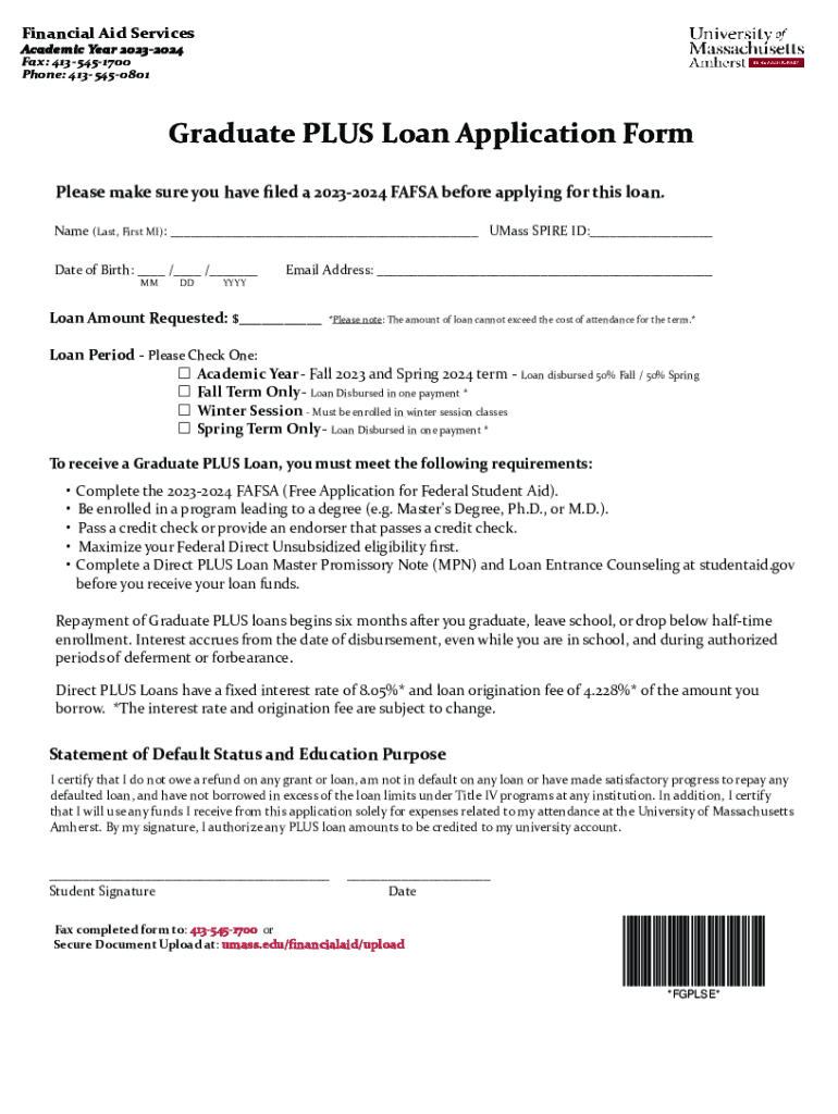 Fillable Online 2023-2024 federal direct graduate plus loan application ...