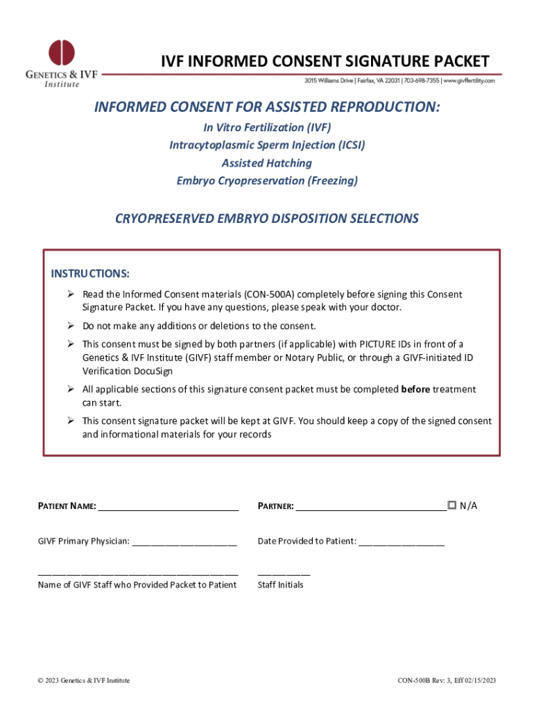 Fillable Online CON-500B IVF Informed Consent Signature Packet.docx Fax ...