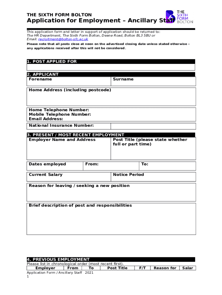 The Sixth Bolton Employees, Location, Alumni Doc Template | pdfFiller