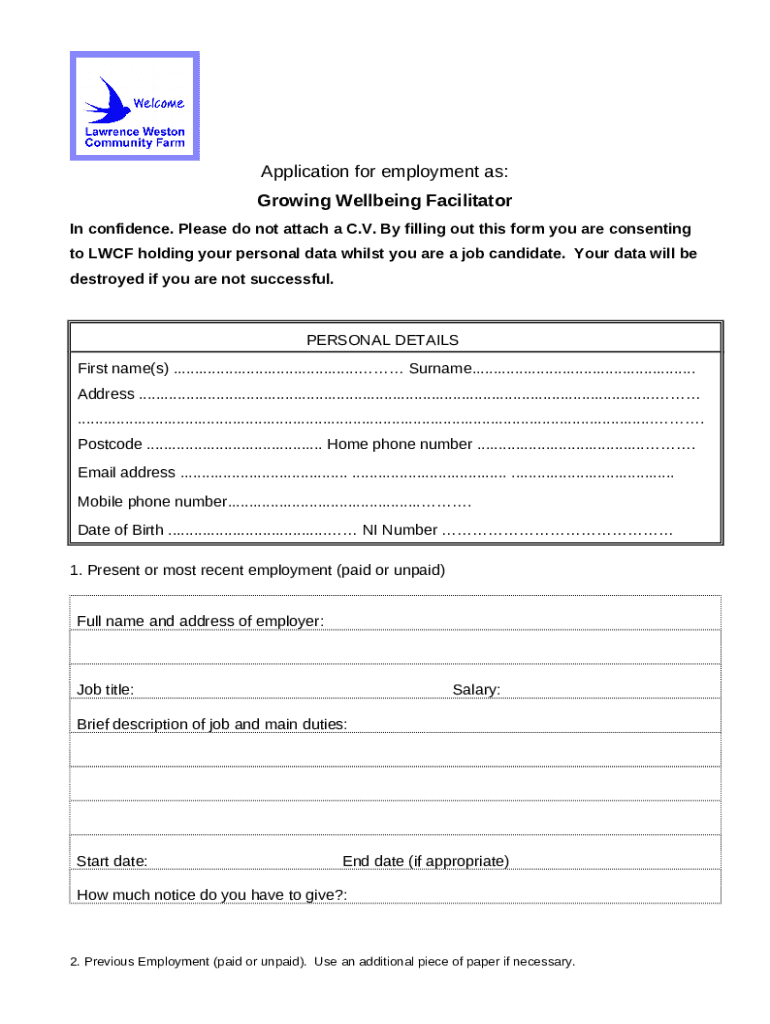 facilitator cover letter Doc Template | pdfFiller