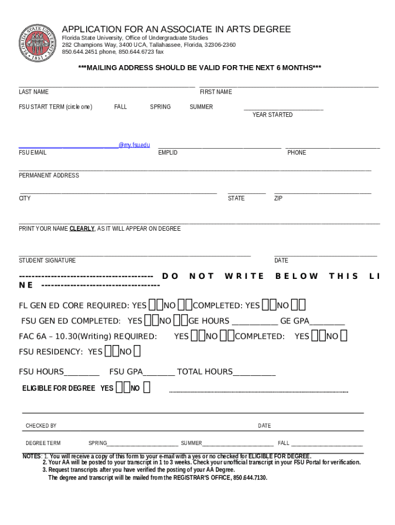 a al application - FSU Undergraduate Studies - undergrad fsu Doc ...