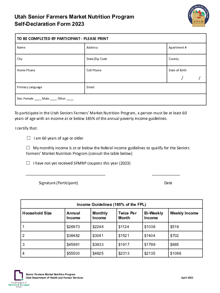 Fillable Online SFMNP Self Declaration Form Fax Email Print - pdfFiller