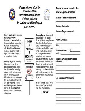 Fillable Online No-idling Sign Request Form. Request form for anti ...