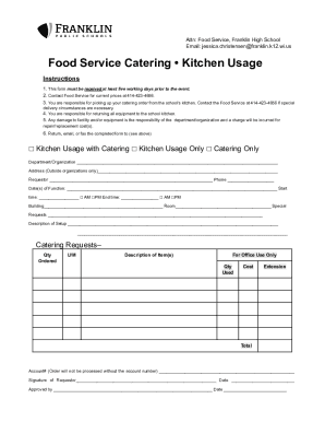Fillable Online Food Service Catering Form Fax Email Print - pdfFiller