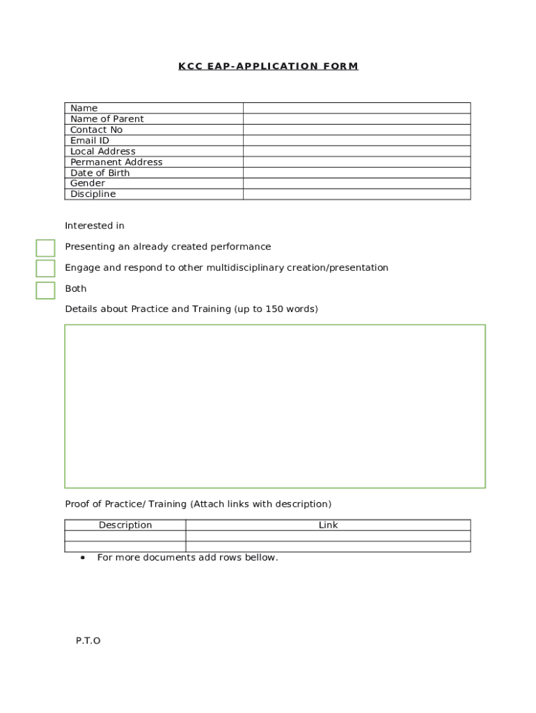 kcc eap-application Doc Template | pdfFiller