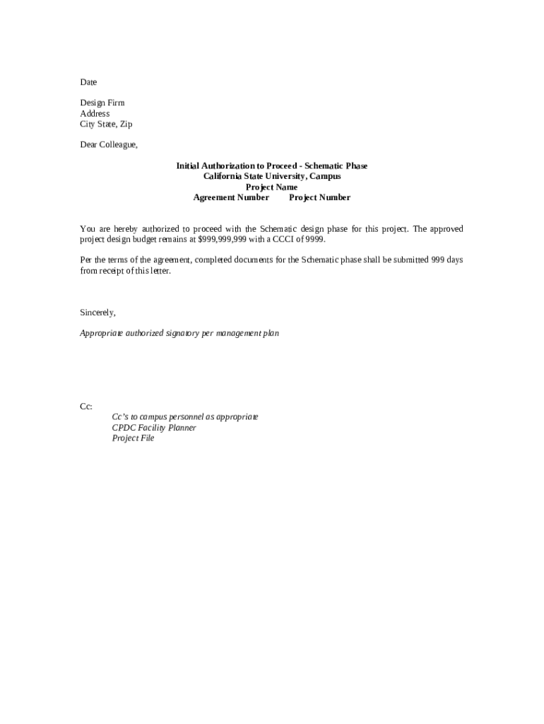Initial Authorization to Proceed. SUAM Appendix C Doc Template | pdfFiller Initial Authorization to Proceed. SUAM Appendix C Doc Template | pdfFiller