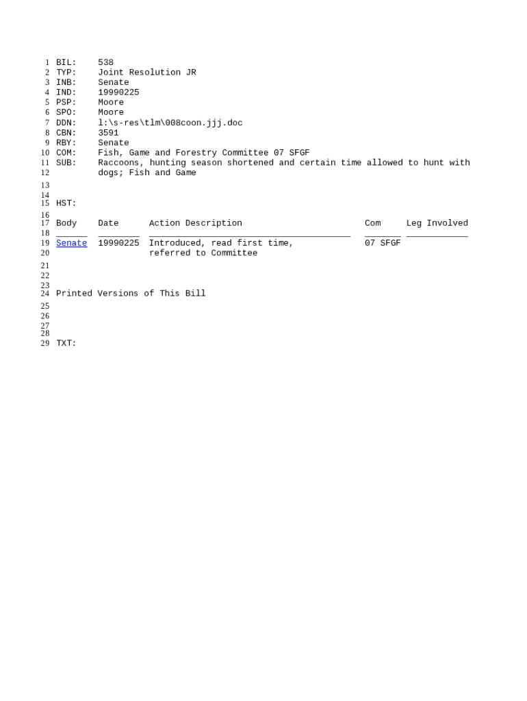 SJR 22 Senate Joint Resolution - Bill Analysis Doc Template | pdfFiller