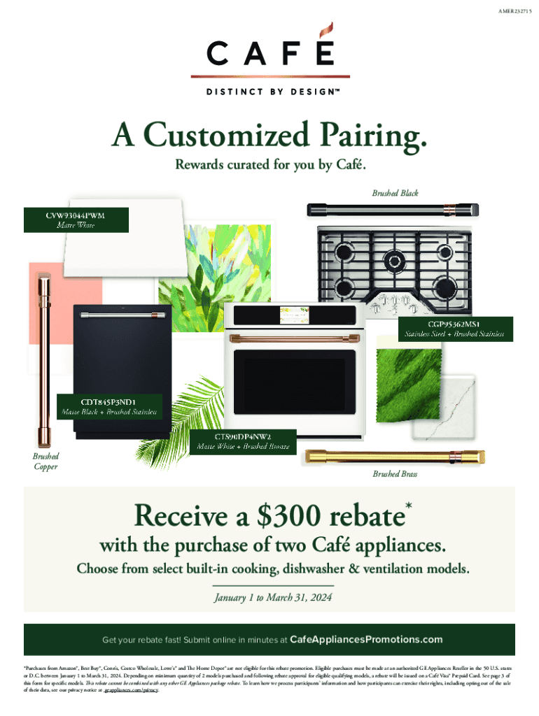 Fillable Online Cafe - A Customized Pairing Rebate ($300 value) Fax ...