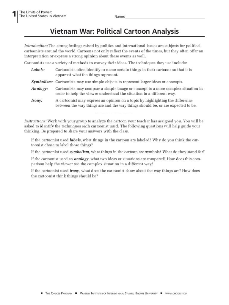 Fillable Online Political Cartoon - Vietnam War US II Picture Prompt ...