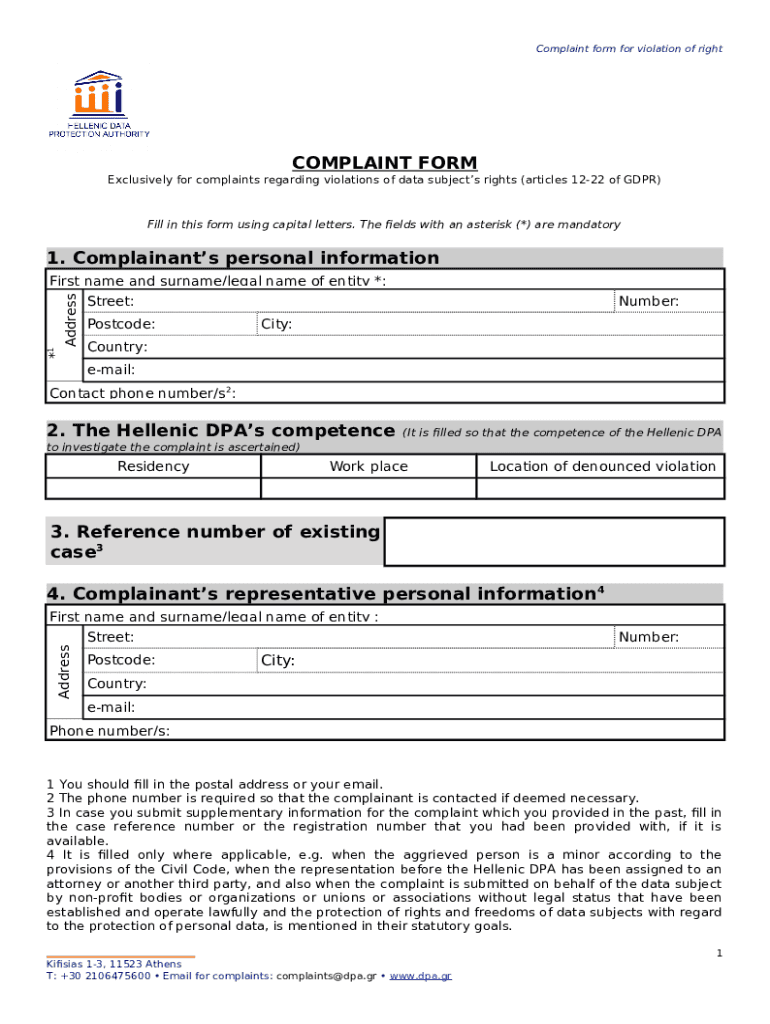 Template Complaint Doc Template | pdfFiller