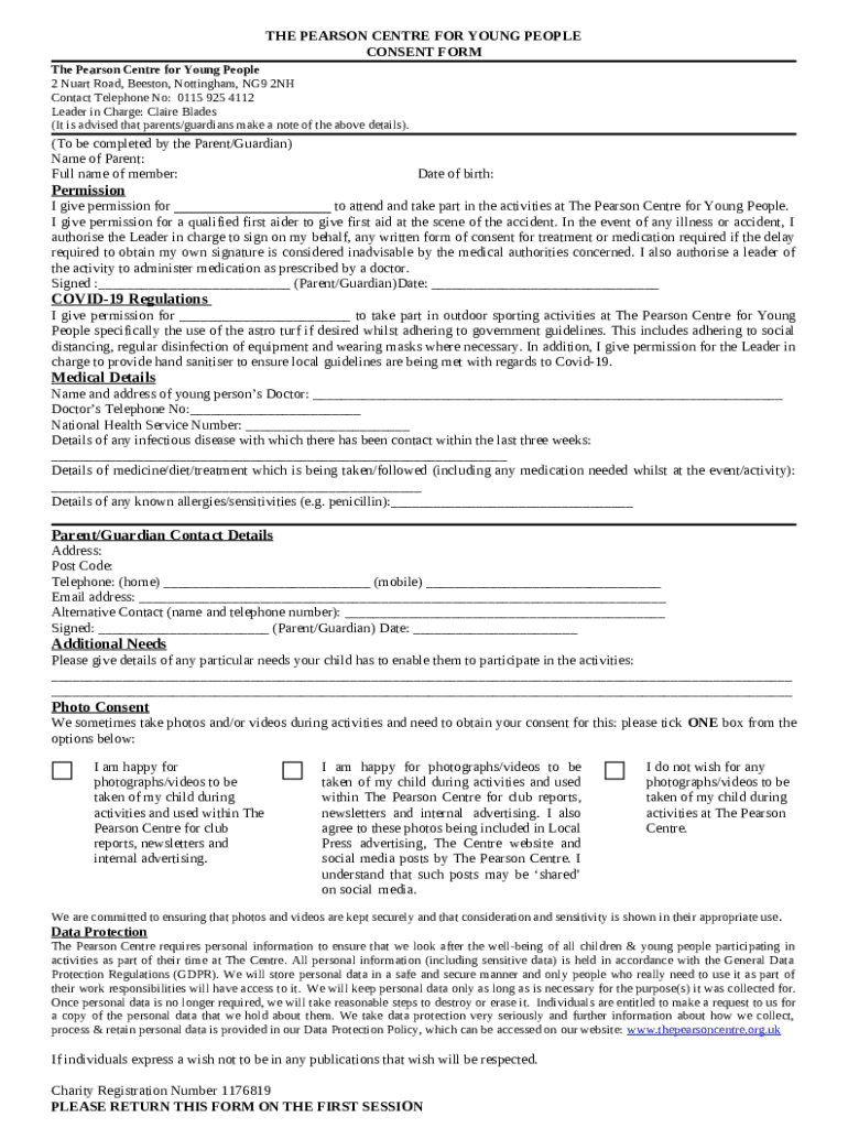 The Pearson Centre For Young People - Beeston Doc Template | pdfFiller