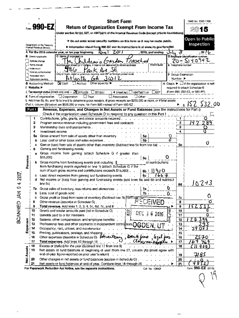 Fillable Online Short Form Return of Organization Exempt From Income ...