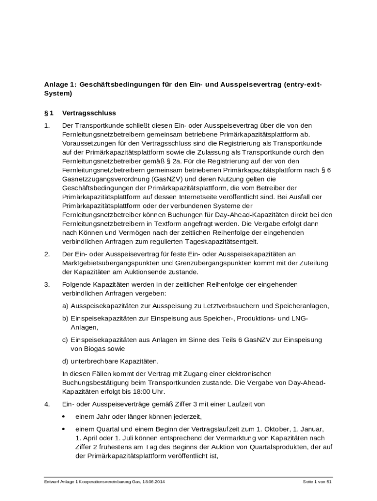 und Ausspeisevertrag (entry-exit-System) der ... Doc Template | pdfFiller