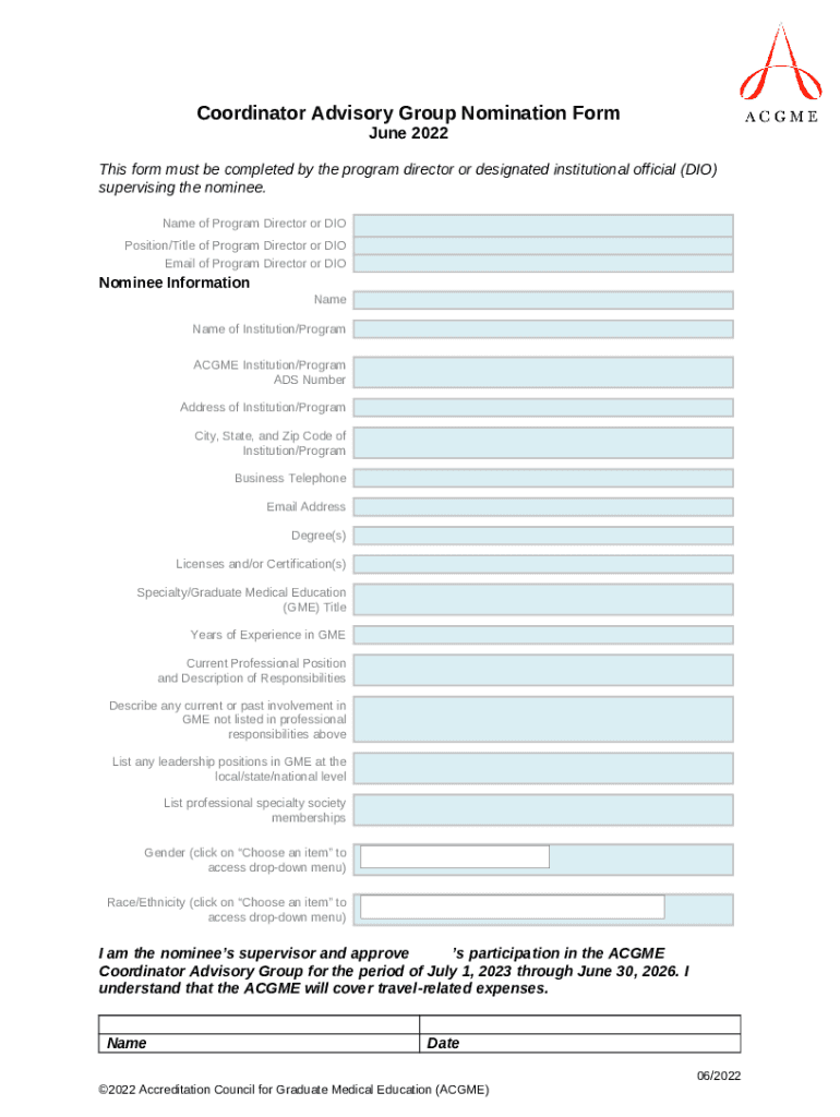 International Advisory Board Member Nomination Doc Template | pdfFiller