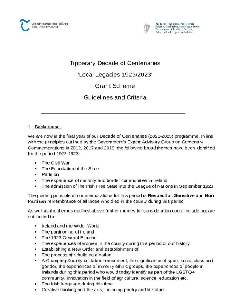Tipperary Decade of Centenaries 2023 - Application ... Doc Template ...