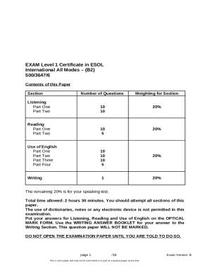 Level 1 Certificate in ESOL International All Modes(B2) ... Doc ...