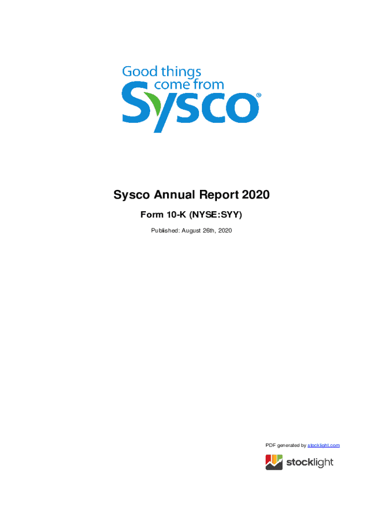 Fillable Online Sysco Corporation (SYY) Stock Price, News, Quote ...
