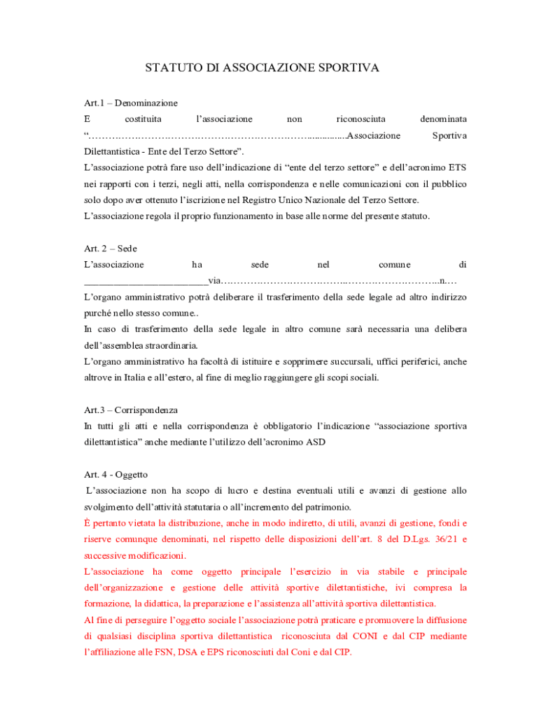 Compilabile Online Fac simile modello di statuto di un'associazione Fax ...